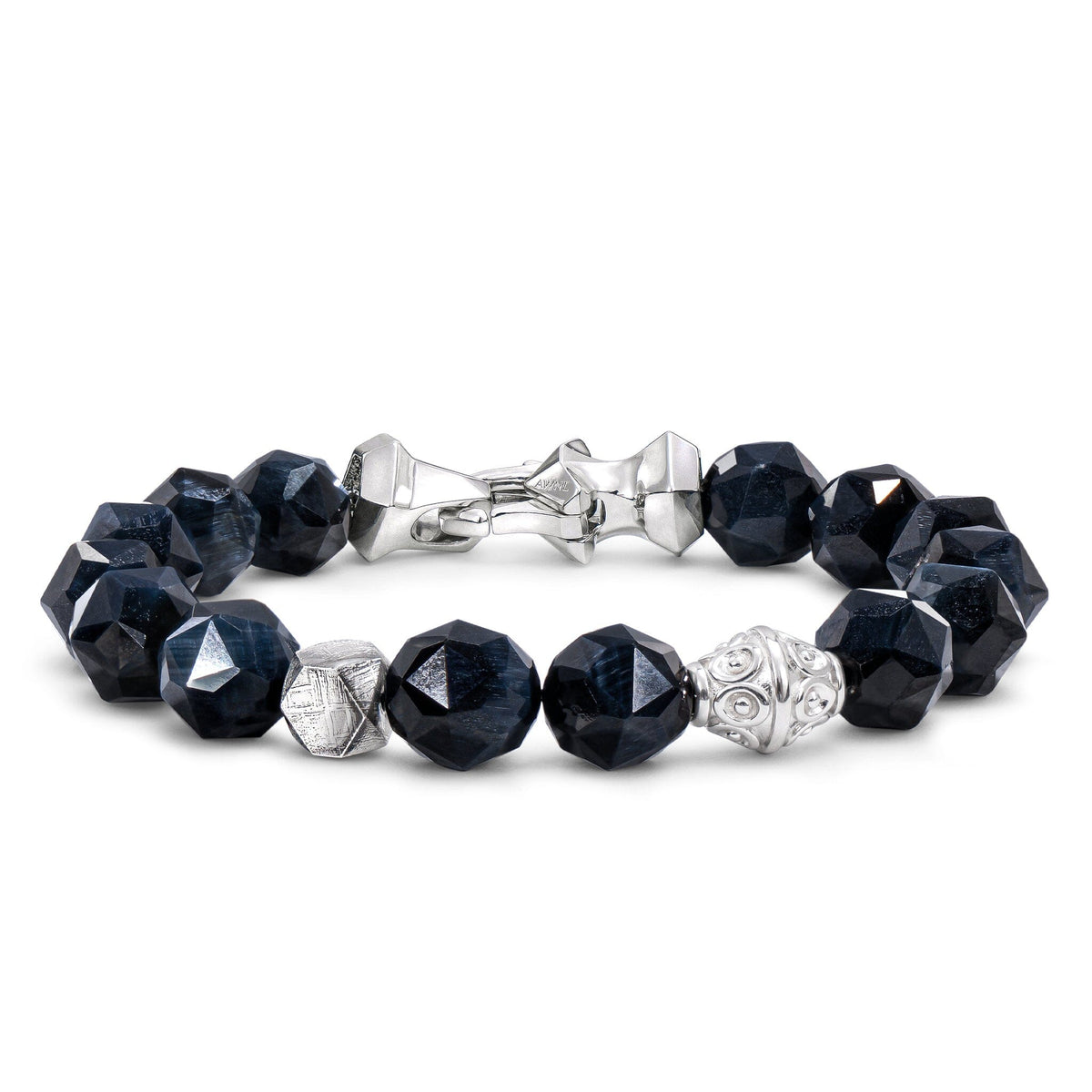 Golden Obsidian & Swedish Meteorite Bracelet with Saturn Ring for Men ...