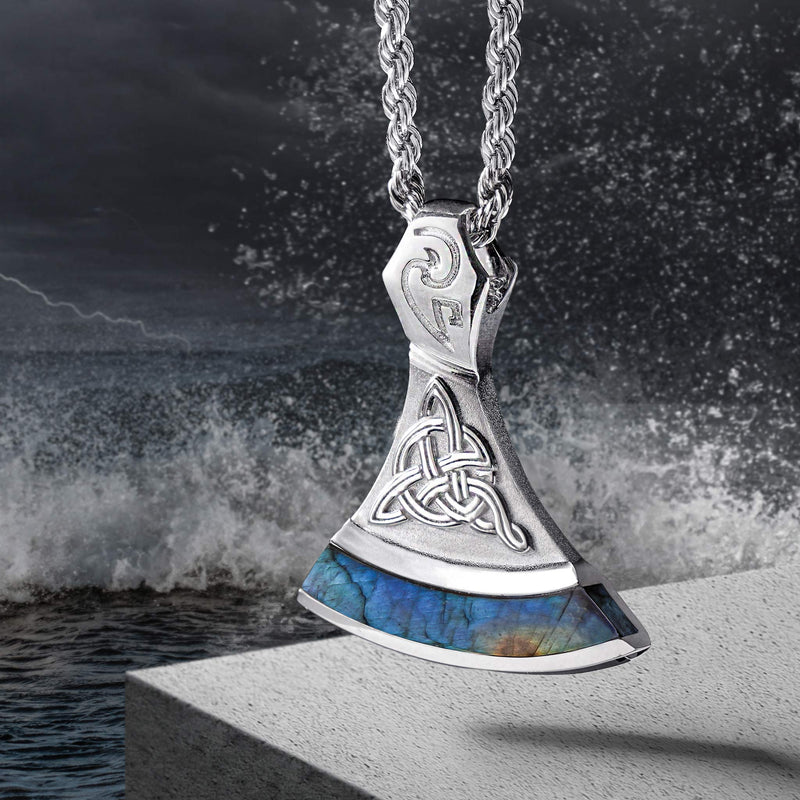 Amethyst Cross Rune-Engraved Pendant Necklace for Men | AWNL Stockholm
